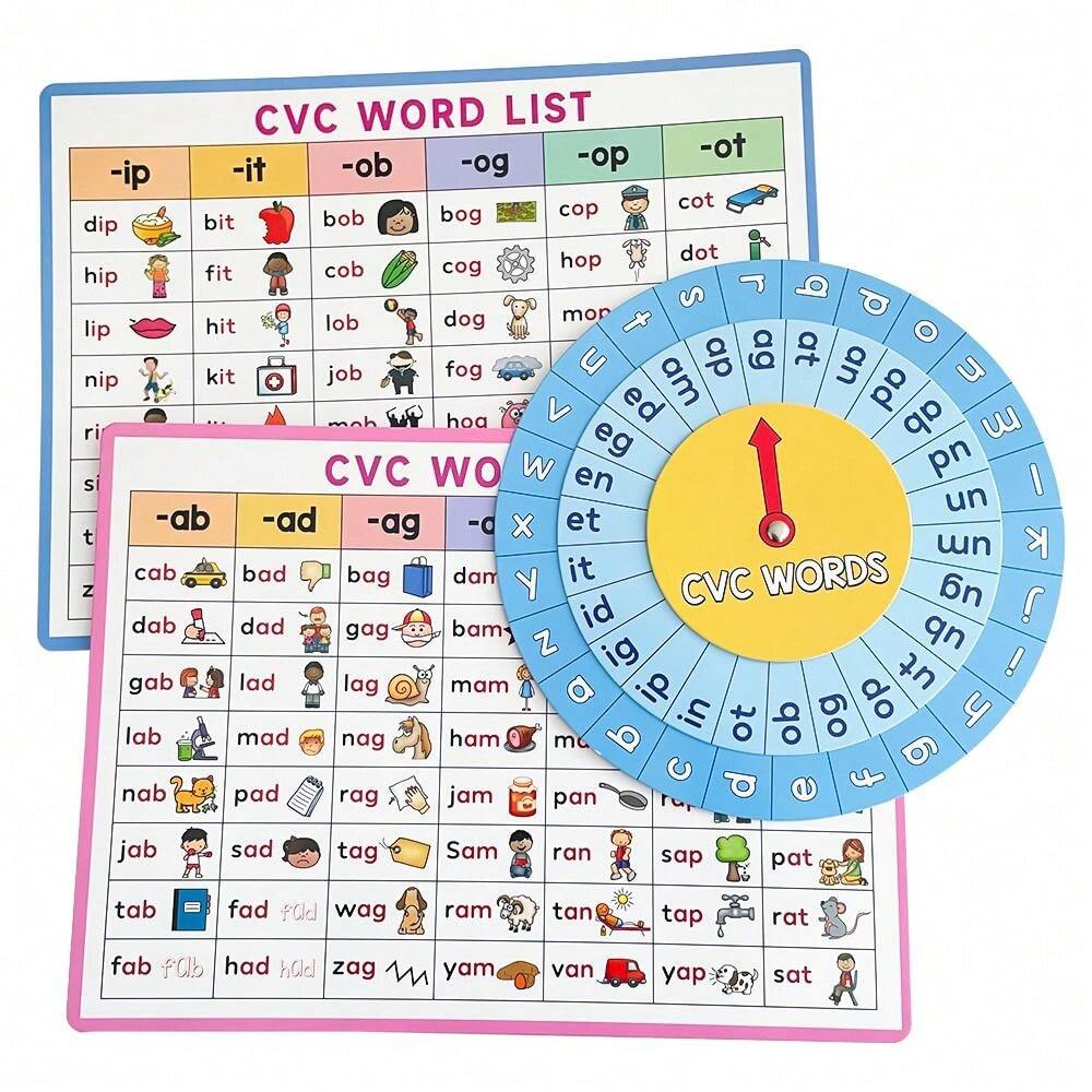 CVC Word Phonics Cards Children Early Educational Learning English Word ...