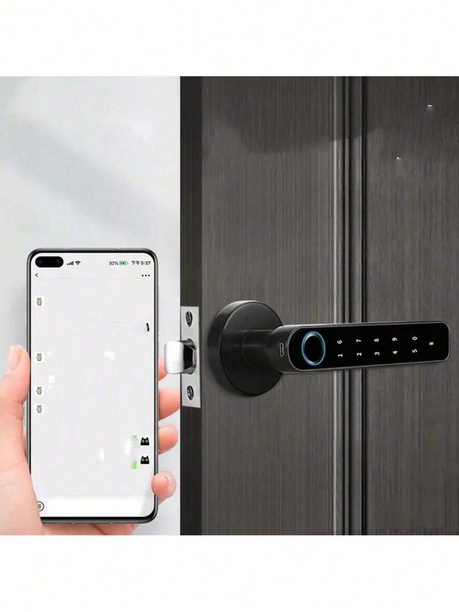 Glass Room Door Indoor Wooden Door Fingerprint Lock Bluetooth Lock ...