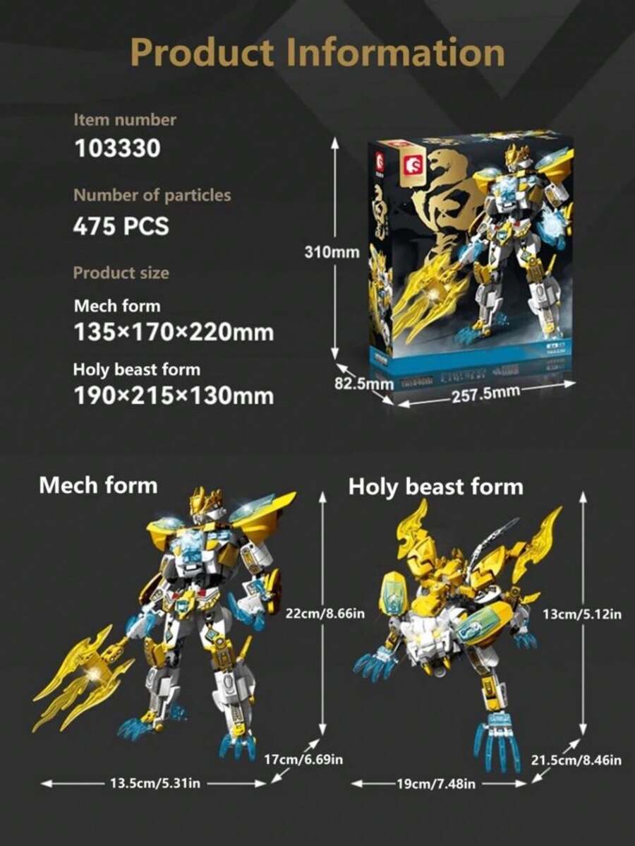 Transformable Robotic Toy Set Of Divine Beast Mecha Blocks, Featuring ...