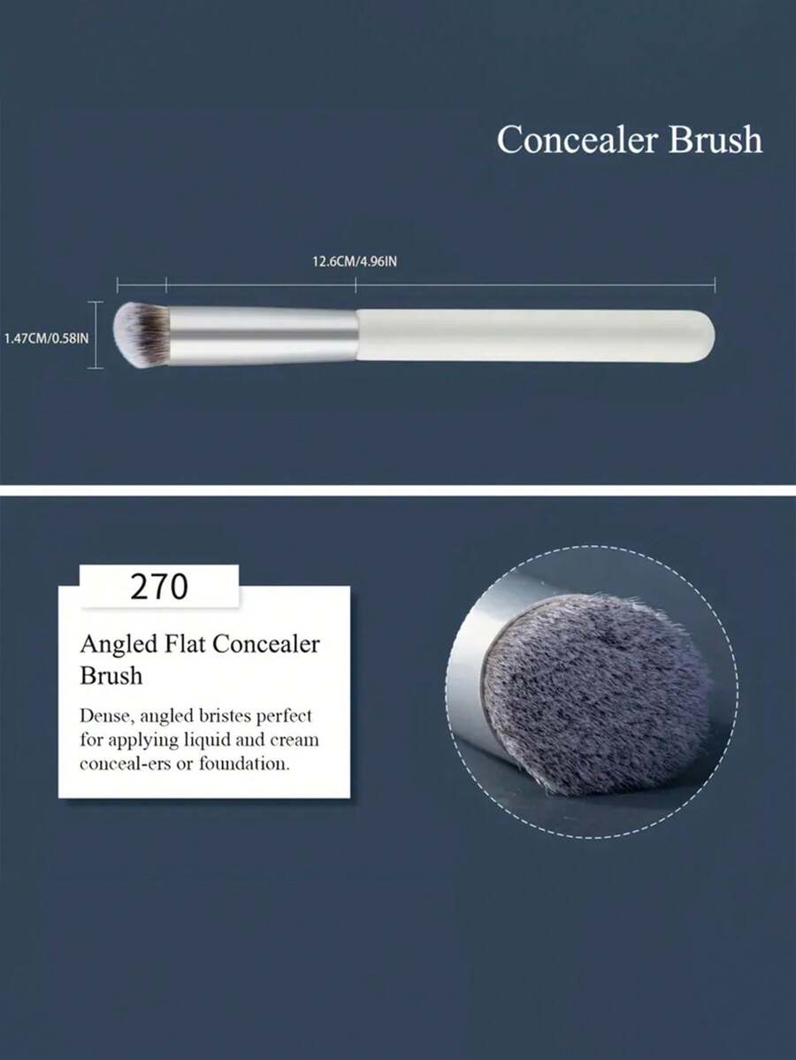 Concealer Brush Set - Mini Angled Flat Top Densely Packed Nose Contour ...