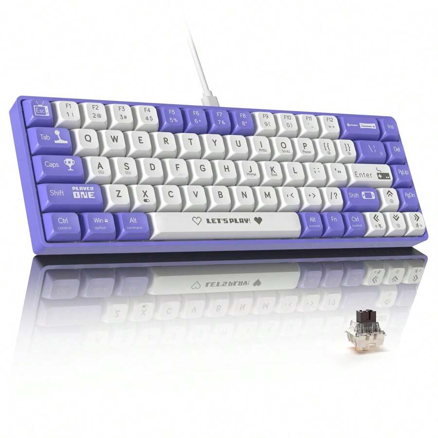 ATTACK SHARK AK680 60% Wired Mechanical Gaming Keyboard,Hot-Swappable ...
