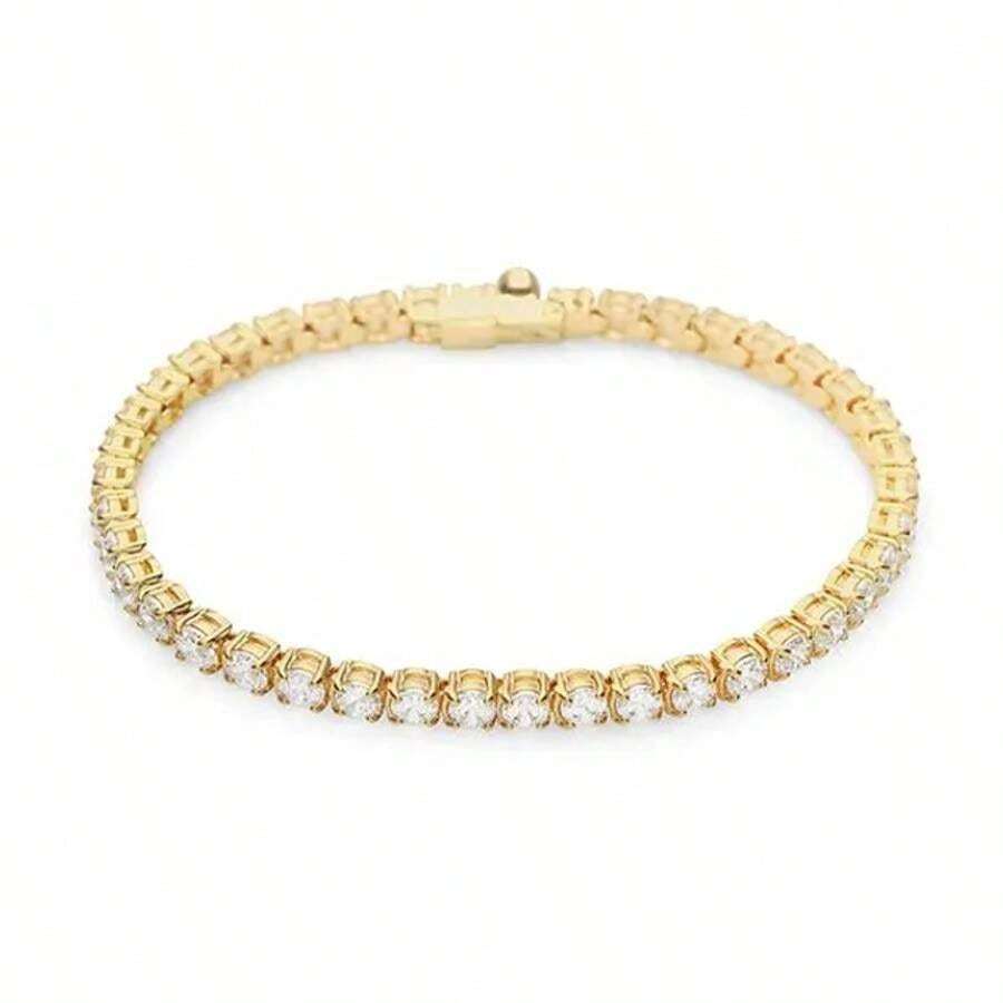 Matrix Crystal Tennis Bracelet Gold | SHEIN USA
