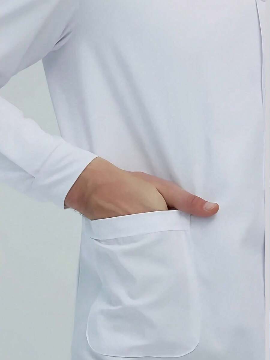 Men's Long Sleeve Lab Coat/Medical Uniform With Collar And Multiple ...
