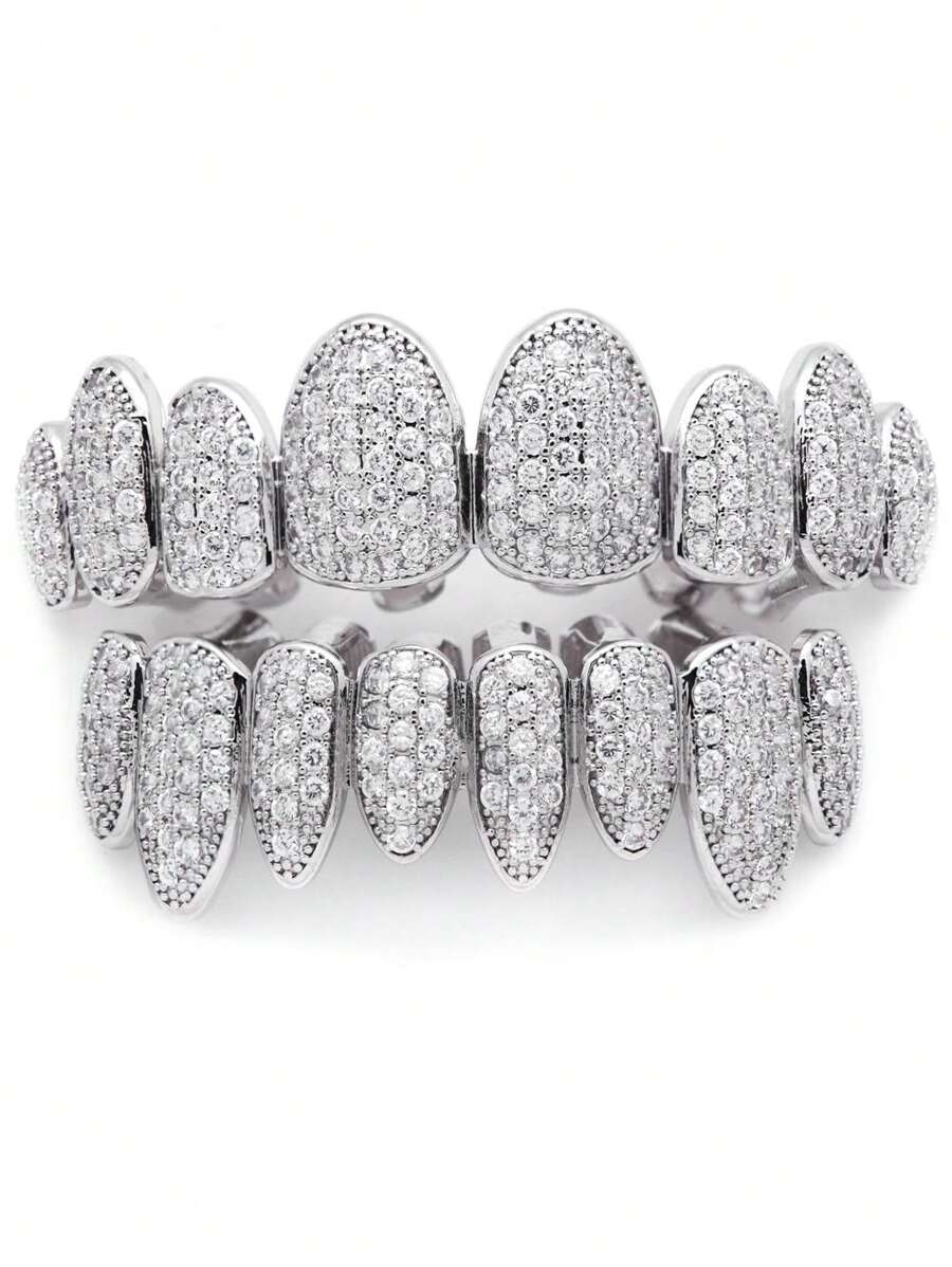 THATBOY 1 PC Hip Hop Cubic Zirconia Teeth Grills 8 Teeth Top Bottom ...