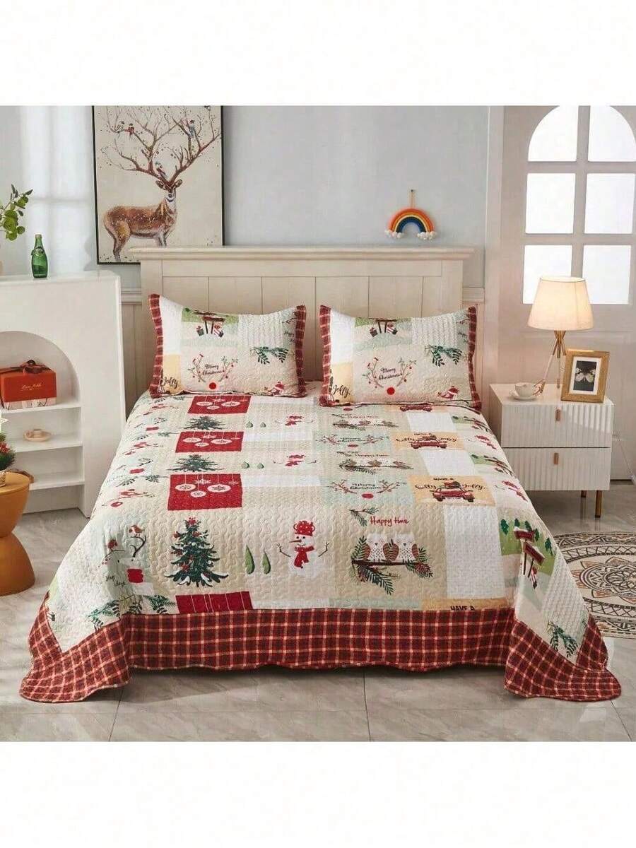 MarCielo Christmas Quilt Set Bedspread Set | SHEIN USA