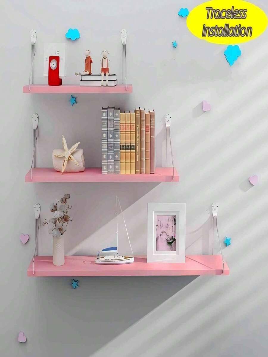 1pc/3pcs Wall Shelf Shelf Wall Hanging Perforation Free Living Room ...
