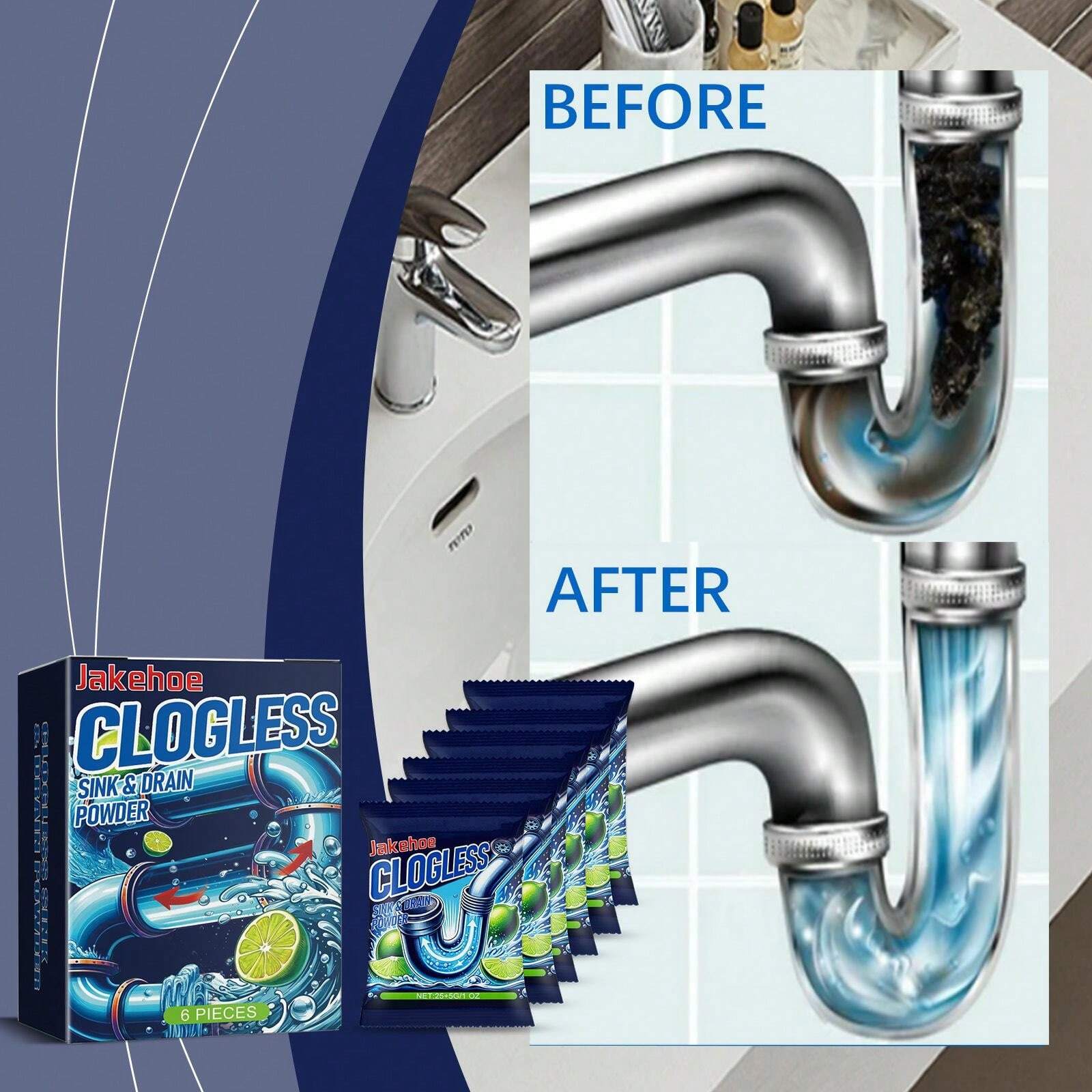 6pcs Plumbing Drain Cleaner, Fast Acting Pipe Unclogger For Kitchen And ...