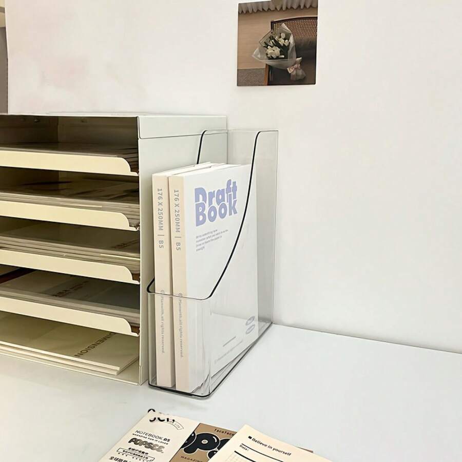 Acrylic Desktop File Organizer Rack - Transparent Plastic Magazine ...