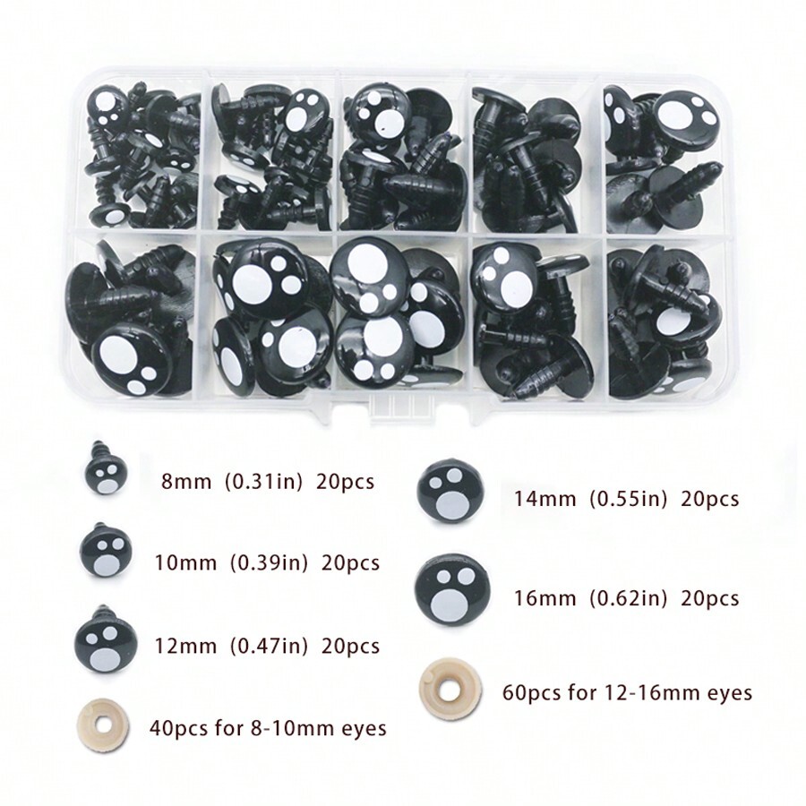 200pcs 10 Grid Shiny Doll Eyes, Safety Eyes And Nose With Washers ...