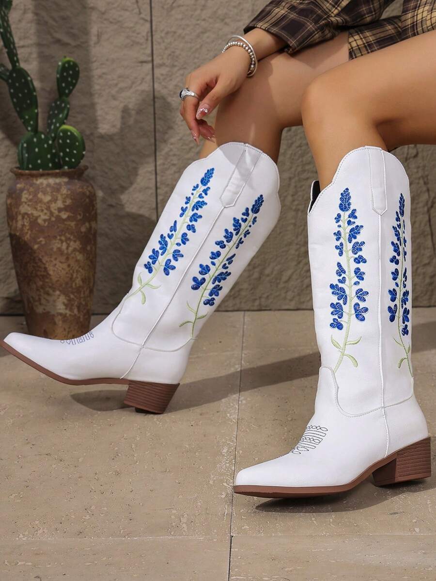 2024 Nuevo Botas Vaqueras Vintage, Caña Alta Sobre la Rodilla, Tacón ...