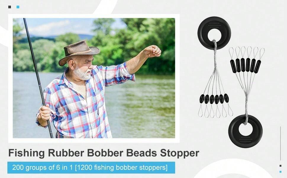 Fishing Rubber Bobber Beads Stopper 6 In 1 Black Float Sinker Stops ... Fishing Rubber Bobber Beads Stopper 6 In 1 Black Float Sinker Stops ...