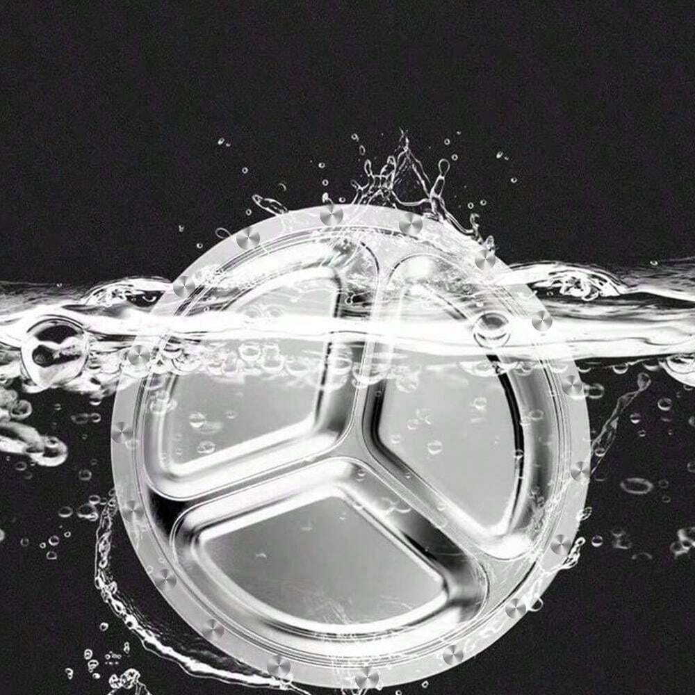 304 Stainless Steel Dinner Plate Three Sections Round Divided Portion ...