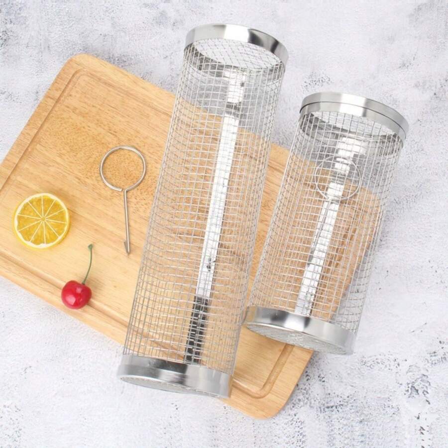 1pc Barbecue Cage Stainless Steel Circular Barbecue Grill Outdoor BBQ ...