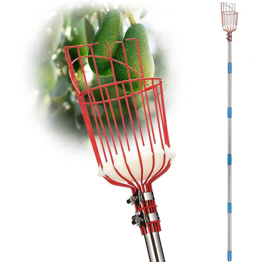 Fruit Picker Pole Tool With Basket Telescoping Long Handle, 35-65 Inch ...