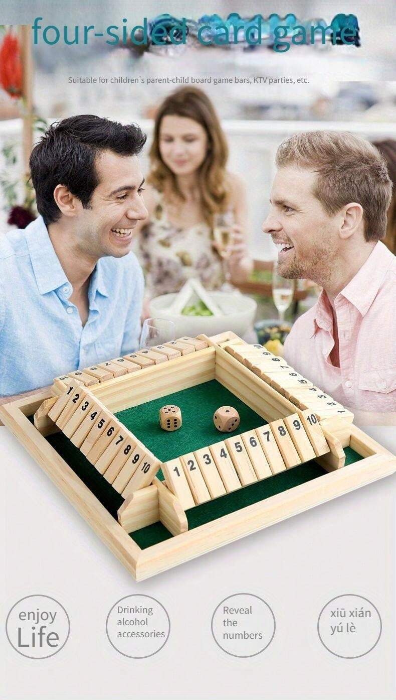 1-10 Digital Flipping Card 4-Sided Flip Game, Wooden Drinking Board ...