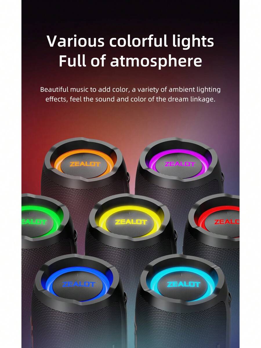 Altavoz inalámbrico portátil ZEALOT S76, Bt 5.2 transmisión estable, 2*57mm altavoces grandes ...