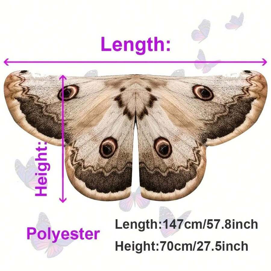 Halloween Butterfly Wings Costume For Women, Printed Moth Cape Shawl ...