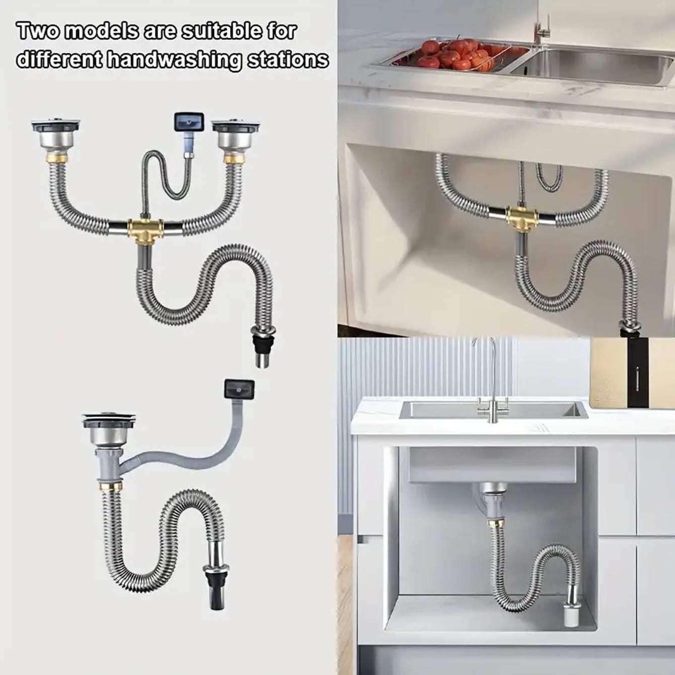 A Stainless Steel Double Sink Sink Bend - Flexible, Easy To Install ...