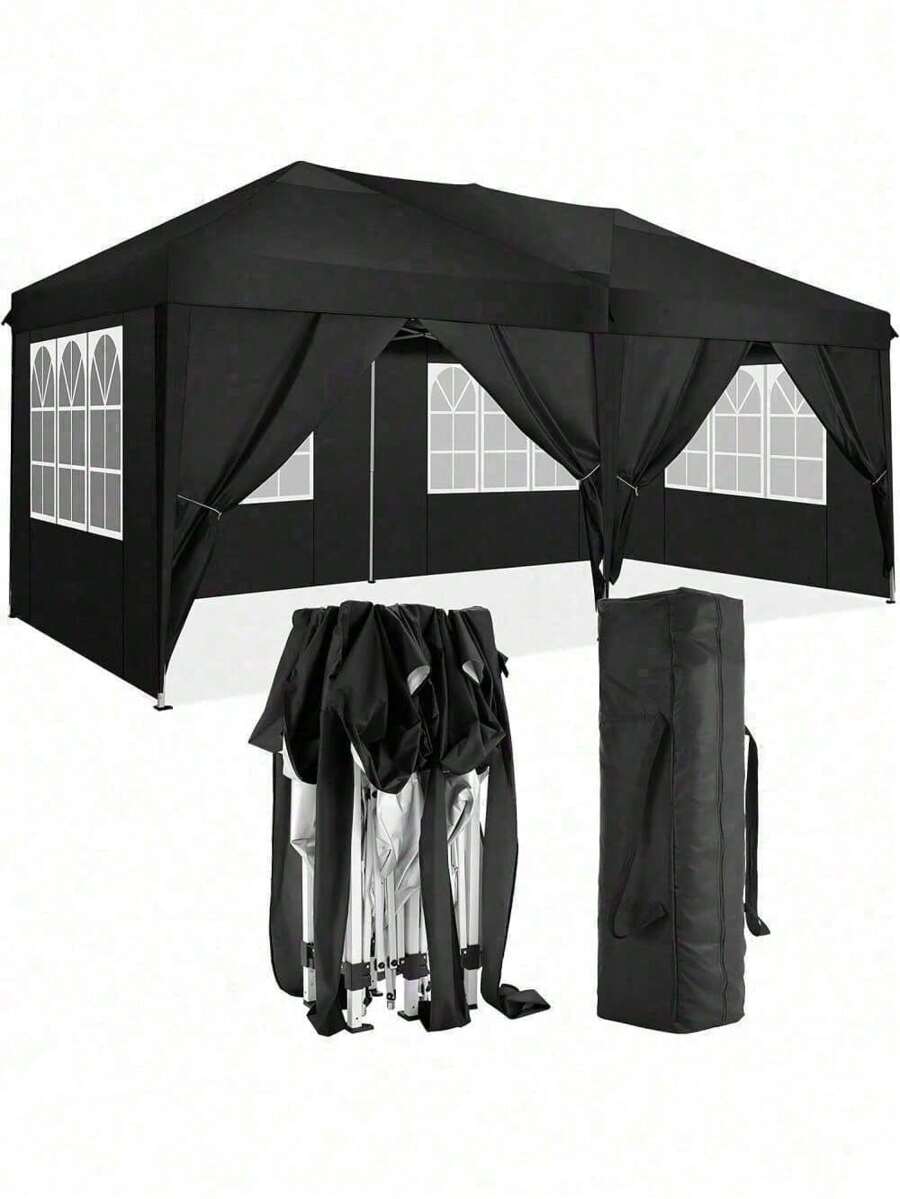10'x20' Folding Canopy With 6 Removable Sidewalls Outdoor Event Shelter ...