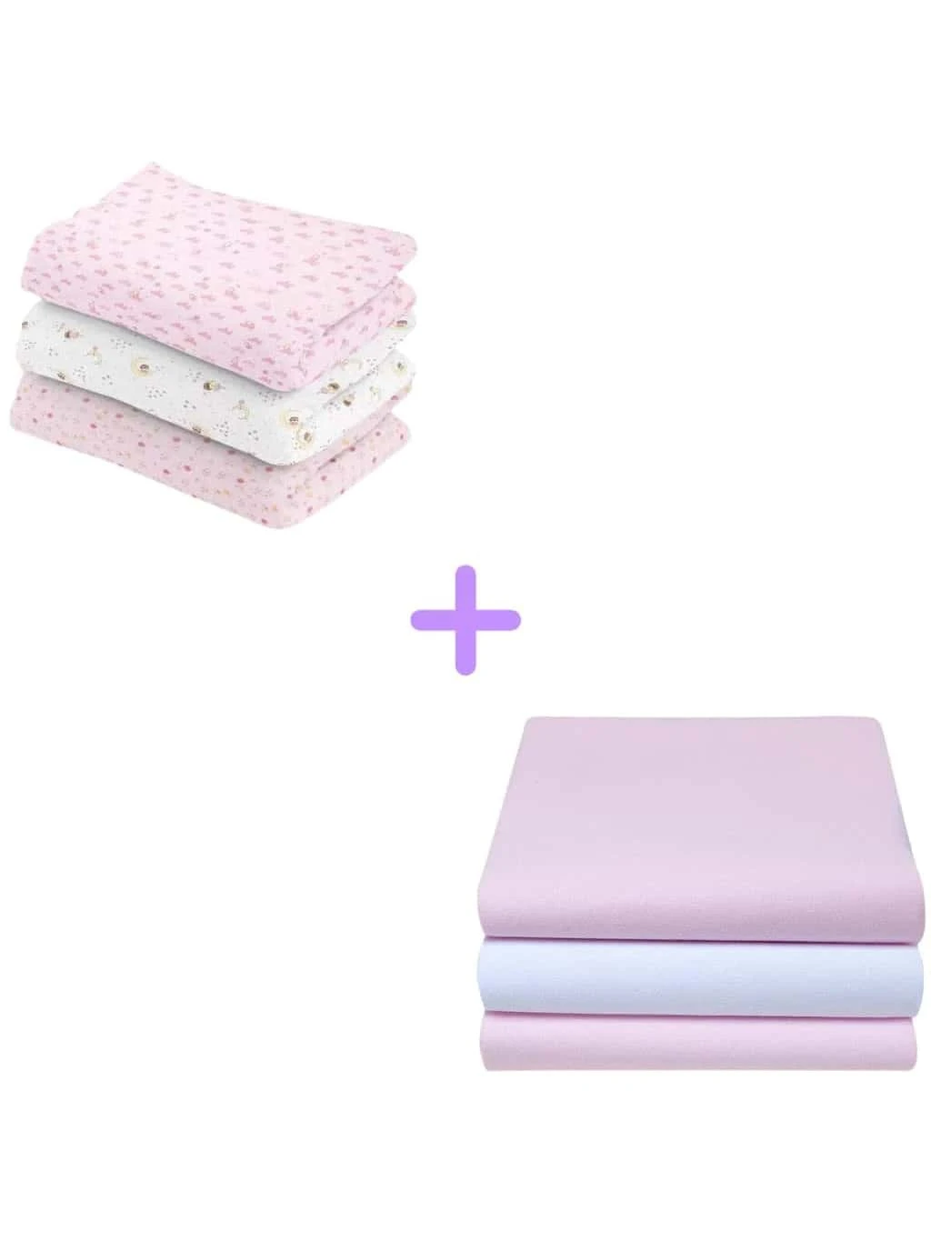 Kit 6 Baby Layette Diapers - 3 Printed Flannel Diapers And 3 Plain 100% ...
