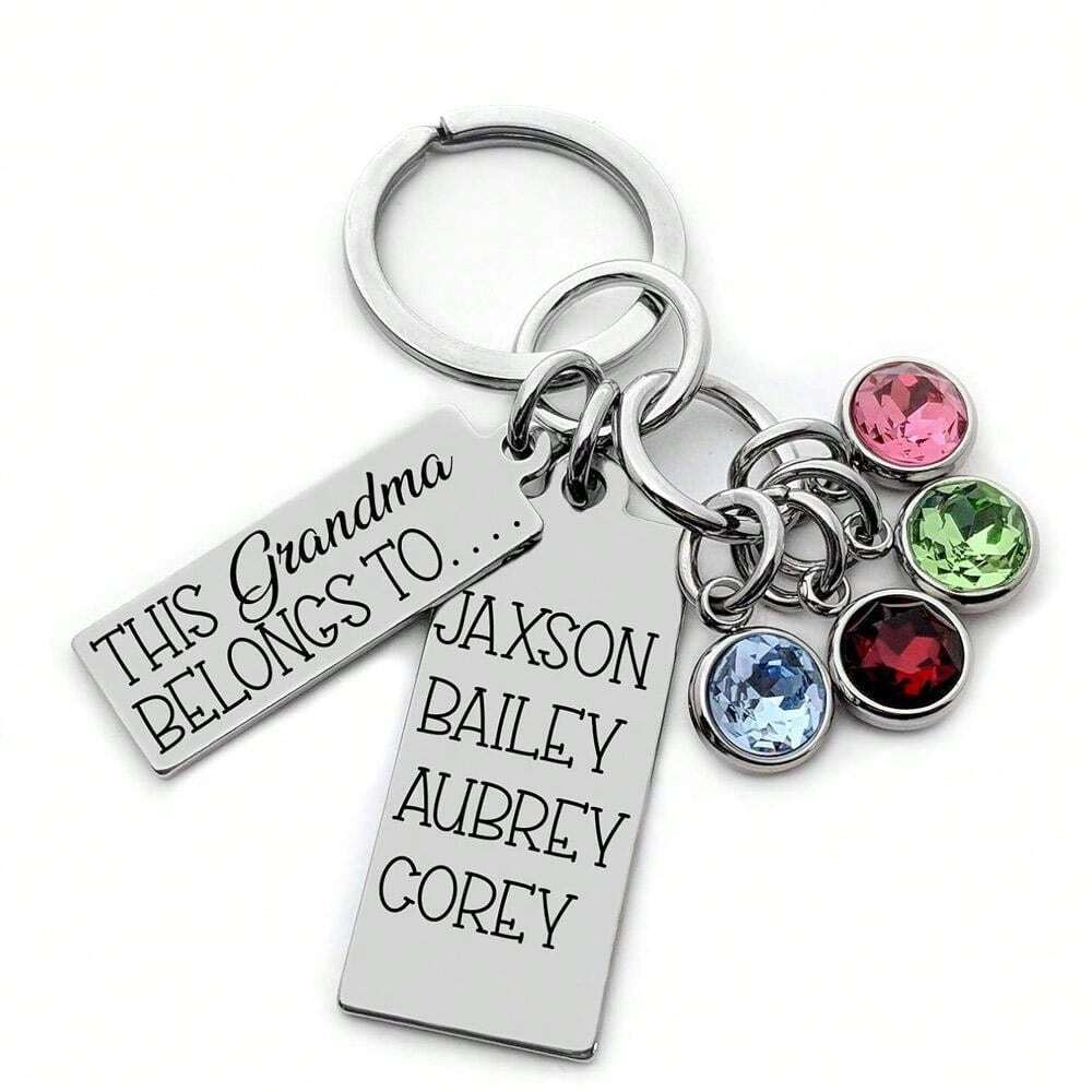 Birthstone Keychains Grandma Gift With Grand Kids Names And Birthstones ...