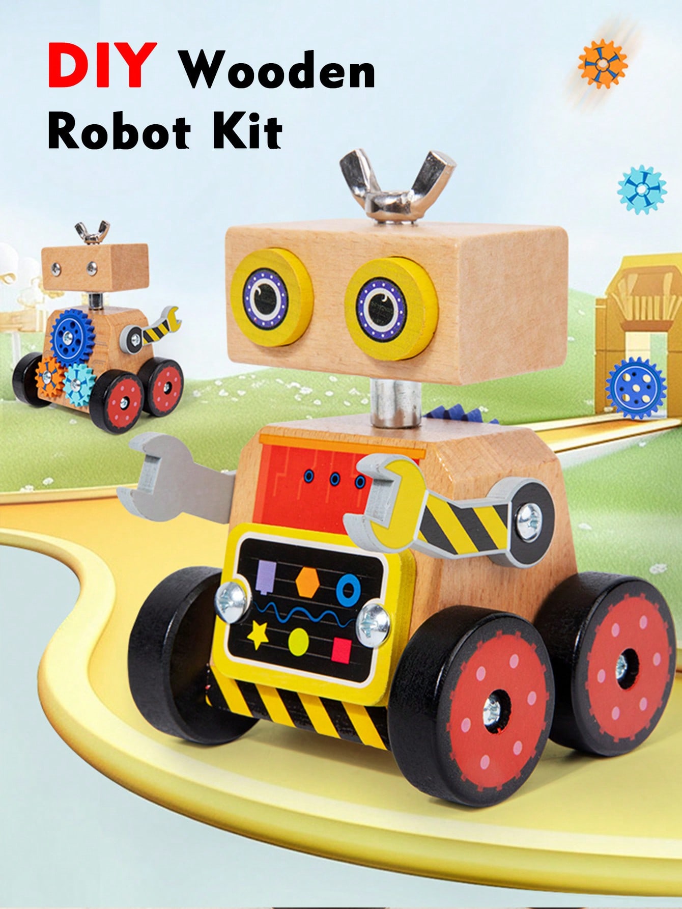 DIY Wooden Robot Kit - Educational STEM Toy With Screws & Gears For ...