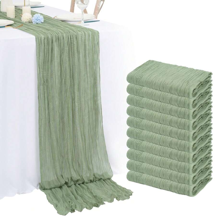 10 Pack Table Runner 10Ft Boho Romantic Gauze Table Runner Long ...