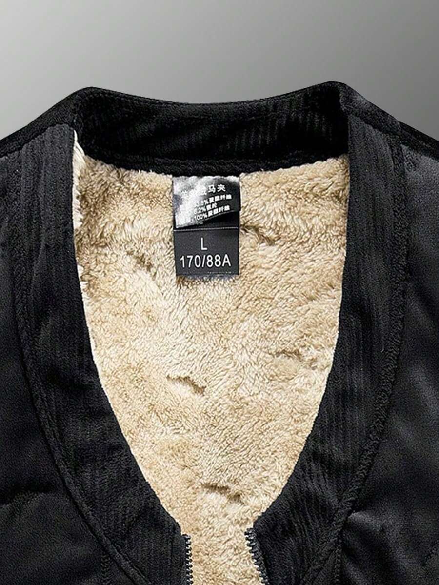 2024 Autumn New Men's Silver Fox Fleece Vest | SHEIN USA