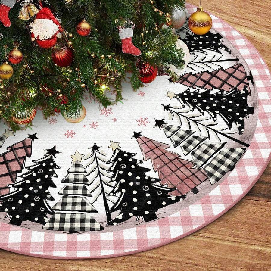 Christmas Tree Skirt , Grey And White Buffalo Plaid Xmas Trees ...