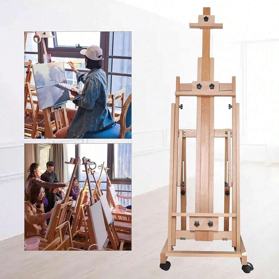 SHZICMY Portable Collapsible H-Frame Easel, Solid Beech Wood Large ...