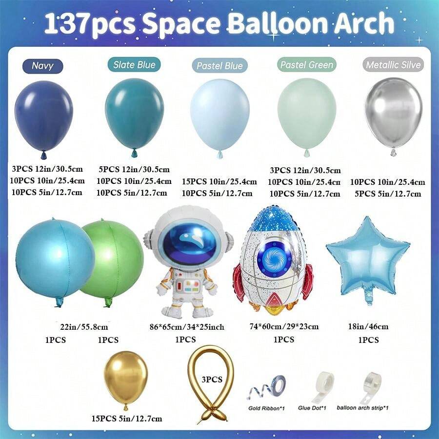 New The Outer Space Theme Balloon Garland Arc Kit With 5/10/12inch Blue ...