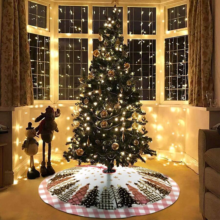 Christmas Tree Skirt , Grey And White Buffalo Plaid Xmas Trees ...