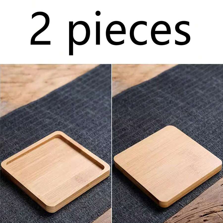 6pcs Bamboo Coasters Set With Holder, Suitable For Coffee Tables ...