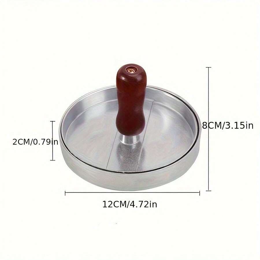 1set Stainless Steel Hamburger & Patty Maker Mold With Wooden Handle ...