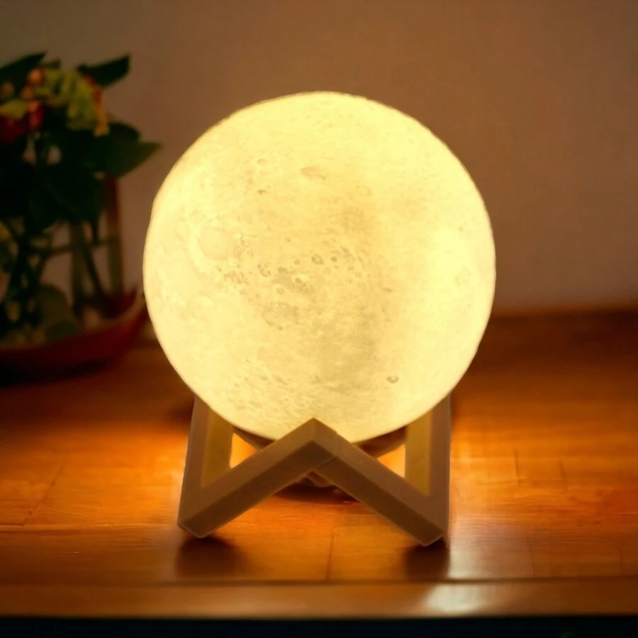 3D Full Moon Lamp LED Lampshade With High Relief And Base For Wireless ...