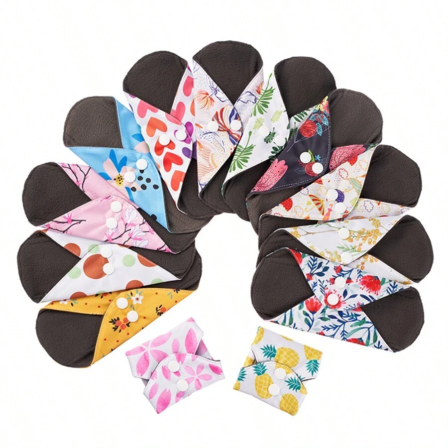 5 Pcs Reusable Menstrual Pads, Bamboo Cloth Pads For Heavy Flow Large ...