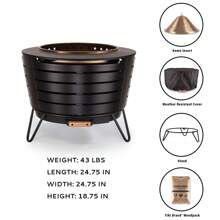 Smoke Free 25 Inch Terrace Fire Pit, Wood Burning Outdoor Fire Pit ...