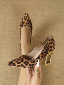 Women's Pointed Toe Fashion Versatile French Chunky Heel Shoes ...