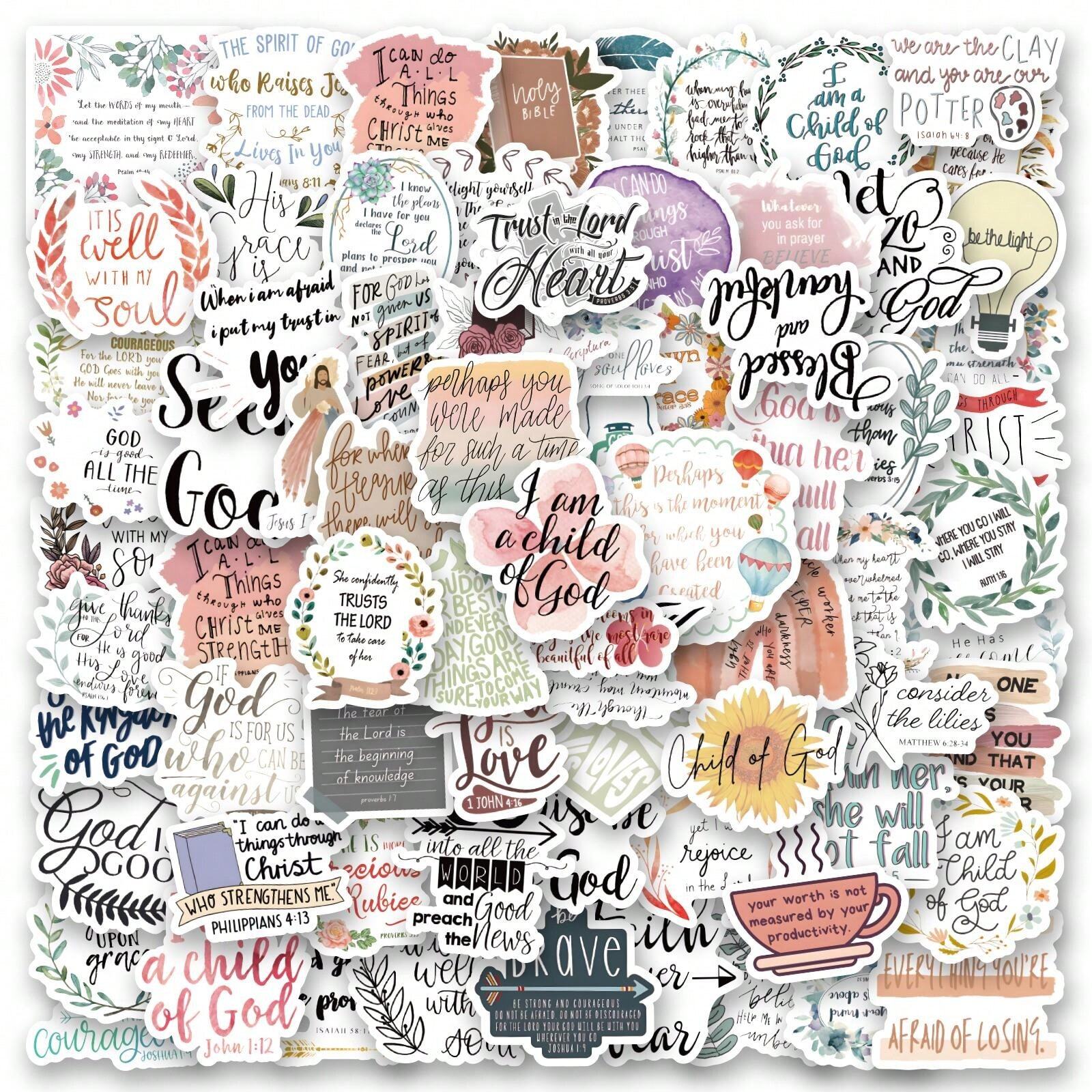 200Pcs Bible Stickers, Inspirational Christian Stickers, Bible Verse ...