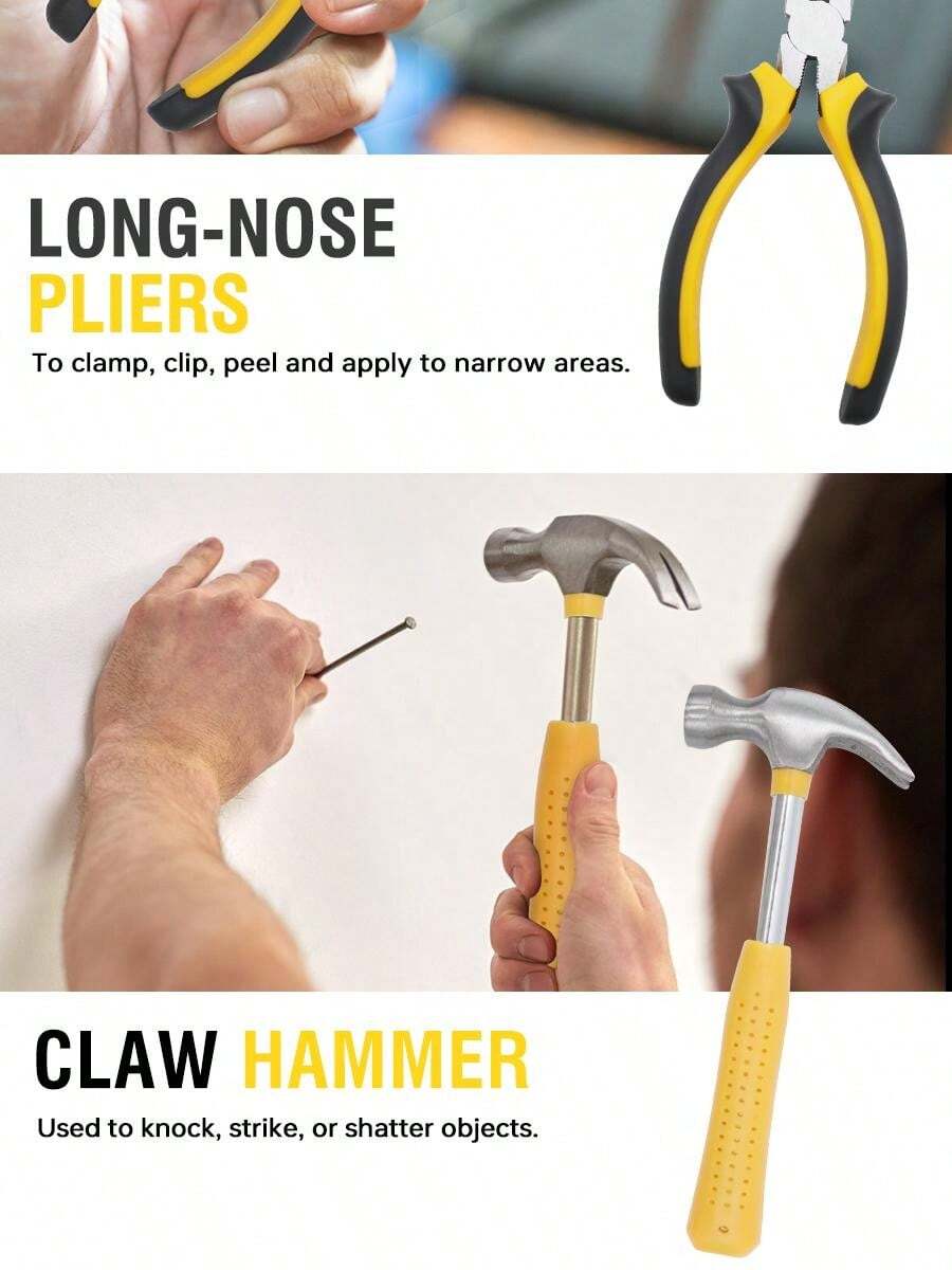 25 Peças Conjunto Básico de Ferramentas, Ferramentas Portáteis de Uso ...