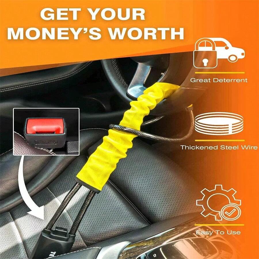 Universal Steering Wheel Lock With 3 Keys Seat Car Belt Lock Anti-Theft ...