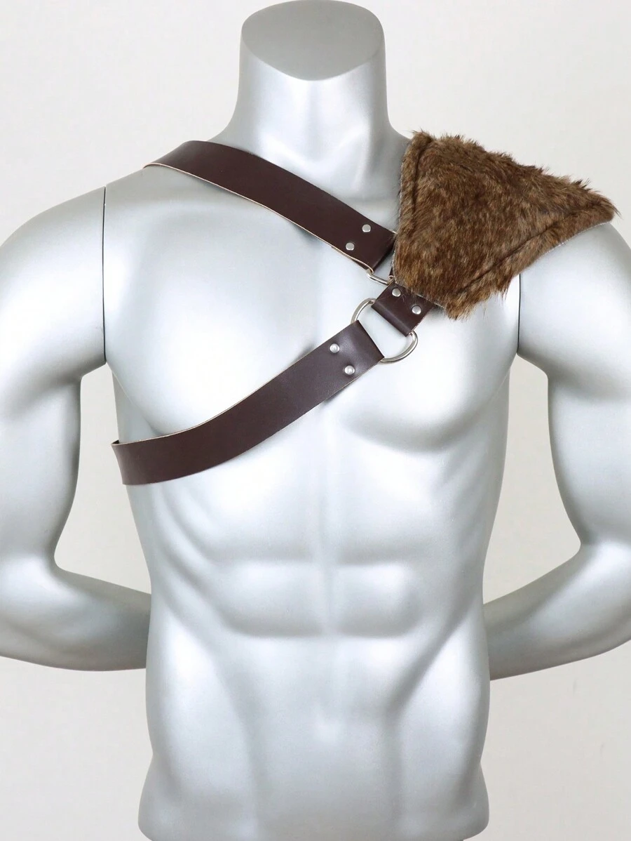 Men's Soldier Viking Fur Shoulder Throw Fluffy Medieval Fur Shoulder ...