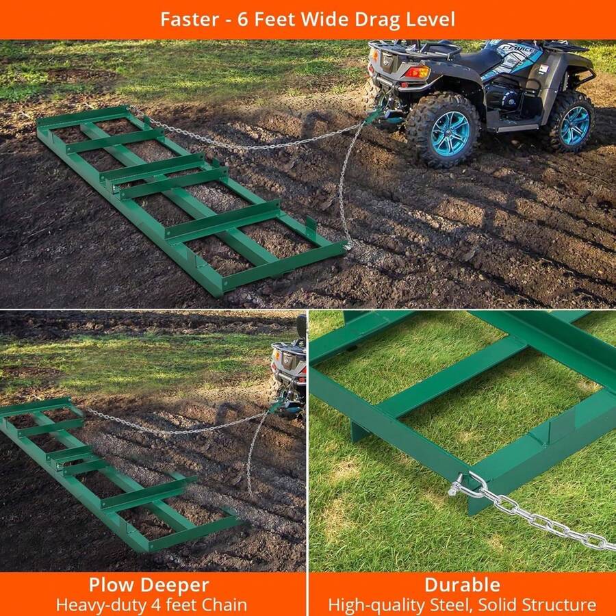 Heavy-Duty Drag Harrow Land Leveler For ATV, UTV, Tractor – Versatile ...
