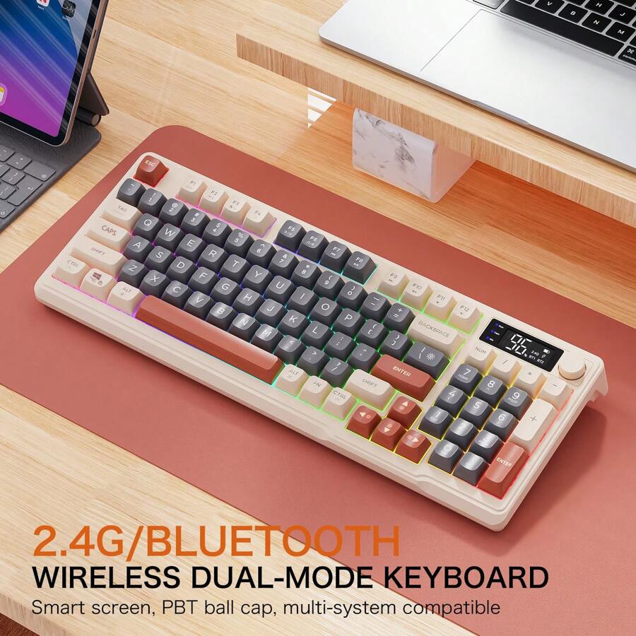 Wireless Bluetooth Dual-Mode Mechanical Keyboard With PBT Keycaps ...