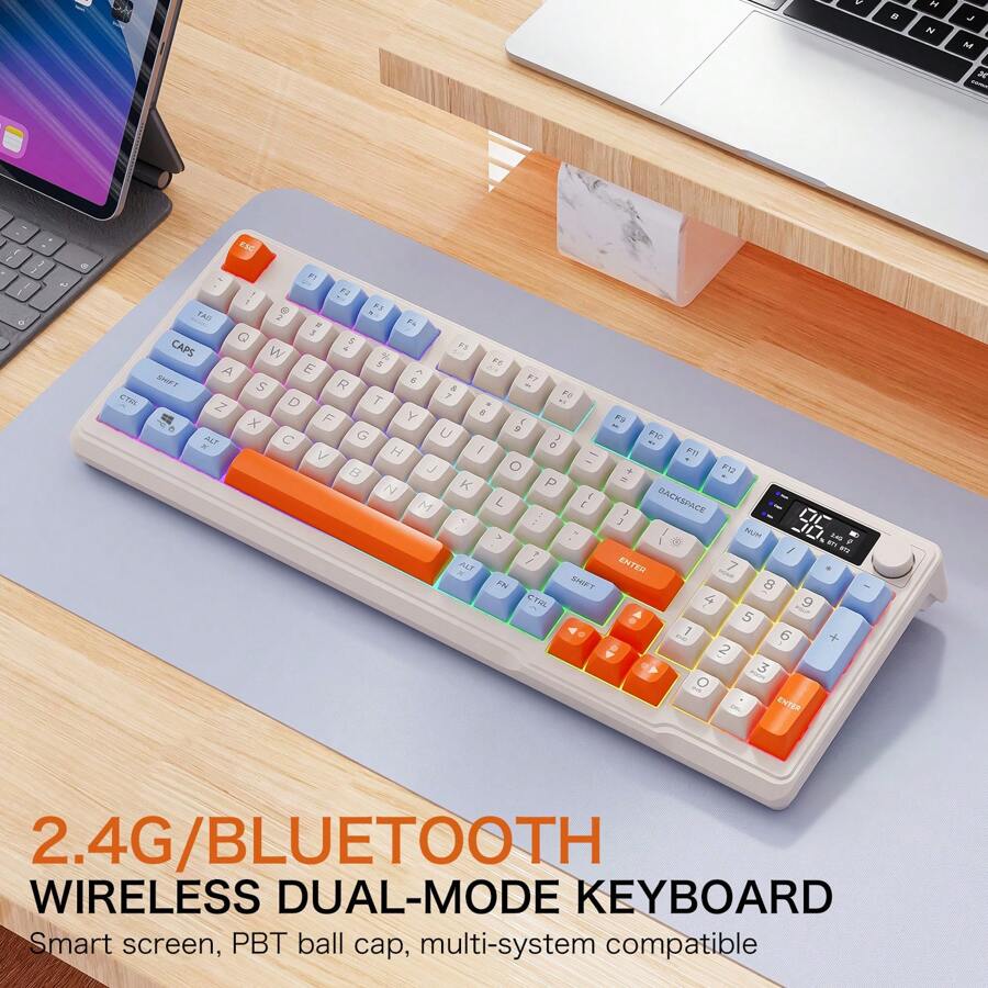 Wireless Bluetooth Dual-Mode Mechanical Keyboard With PBT Keycaps ...
