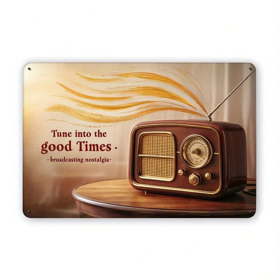 Vintage Radio Theme Metal Tin Sign - Nostalgic Broadcast Design Iron ...