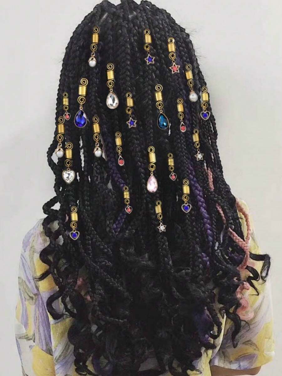 25 Pieces Braid Hair Accessories, Natural Color Crystal Stone Braid ...