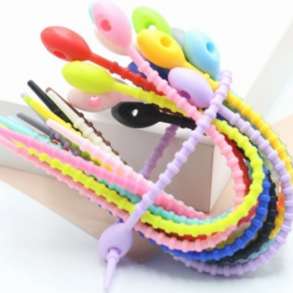 Random Color Color Silicone Cable Tie Tadpole Cable Tie DIY Keychain ...