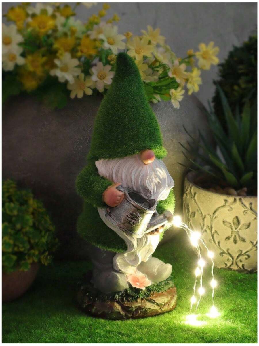 Outdoor Garden Decoration Fuzzy Dwarf Figurine With Solar Powered ... Outdoor Garden Decoration Fuzzy Dwarf Figurine With Solar Powered ...