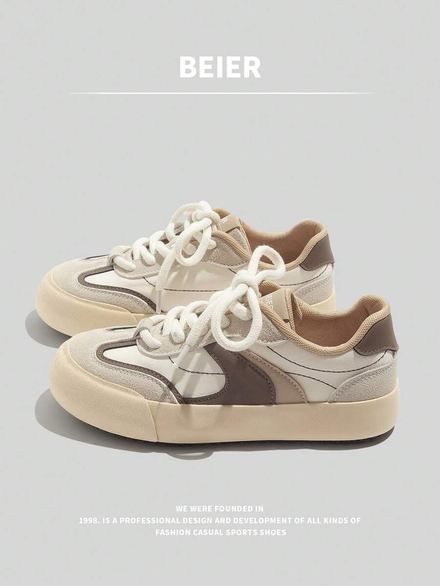 BEIER Women Vulcanized Rubber Sole Color Block Casual Sneakers Round ...